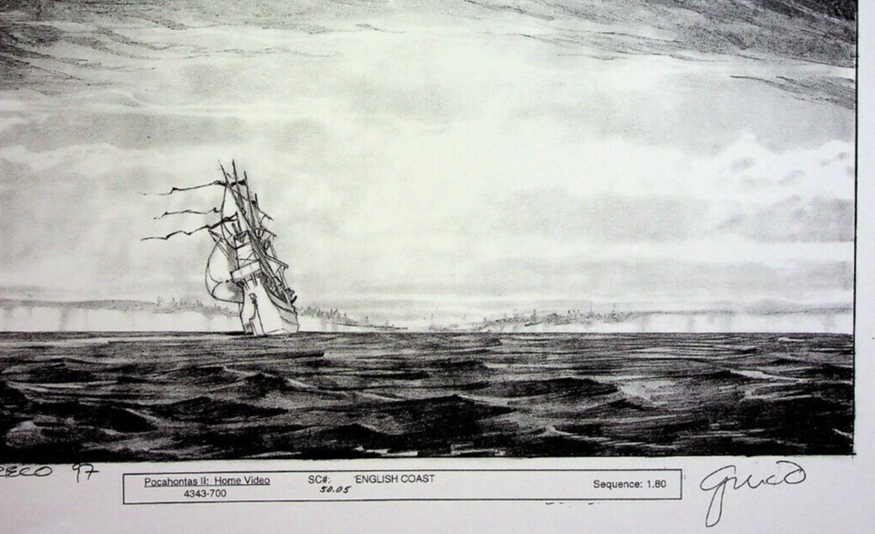 Pocahontas II New World SIGNED Dennis Greco Production Background ...