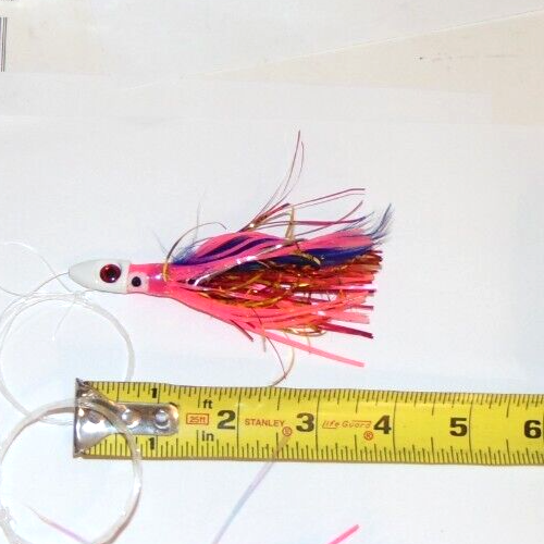 PINK BLUE FEATHER RIGGED SALTWATER FISHING LURE TUNA,MARLIN,DORADO,MAHI ...