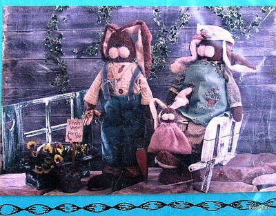Homespun Friends 29" Bunny Rabbit doll craft pattern Giant primitive ...