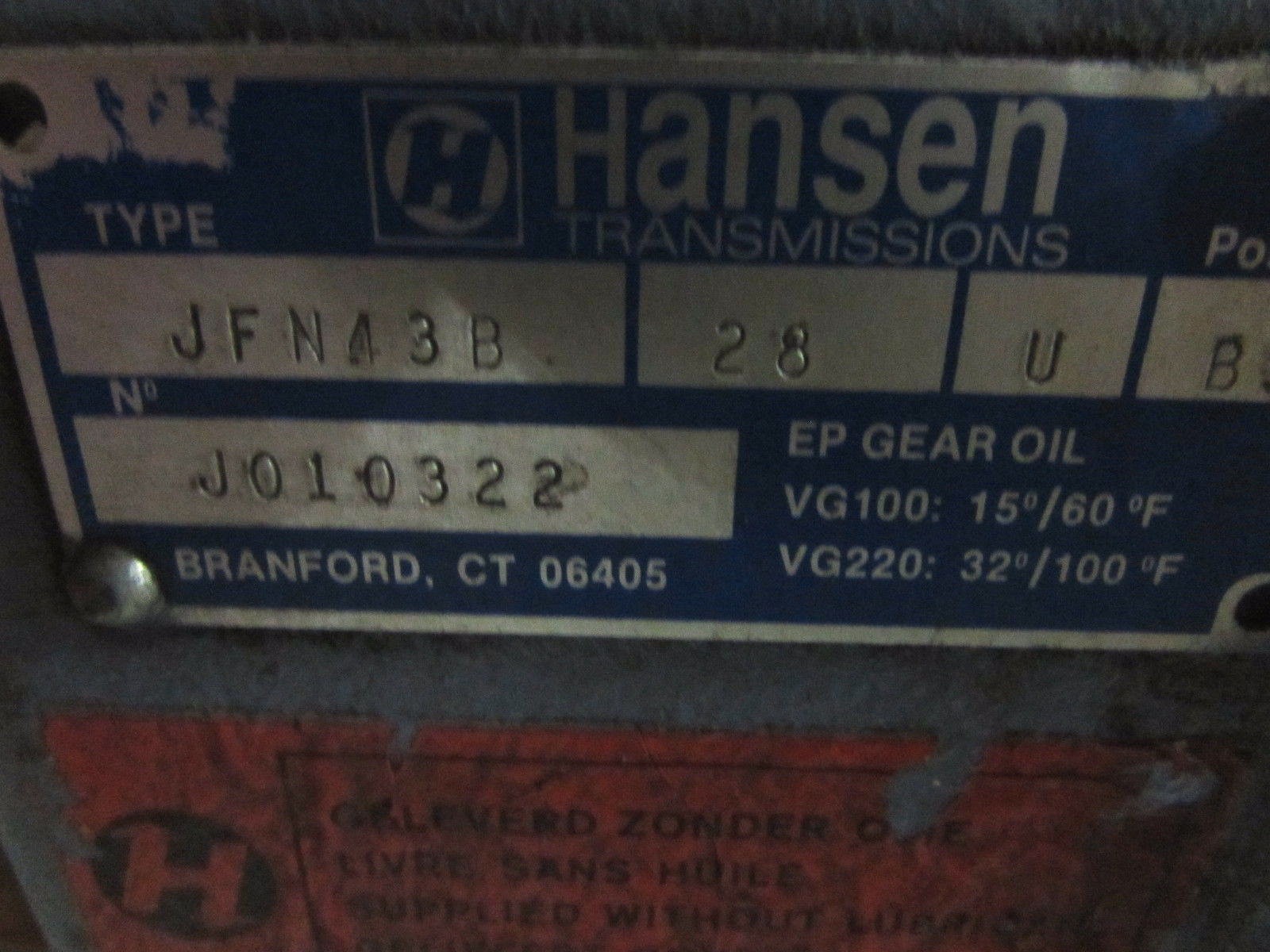 HANSEN TRANSMISSIONS JFN43B GEAR REDUCER J010322 28:1 RATIO**NNB** | eBay