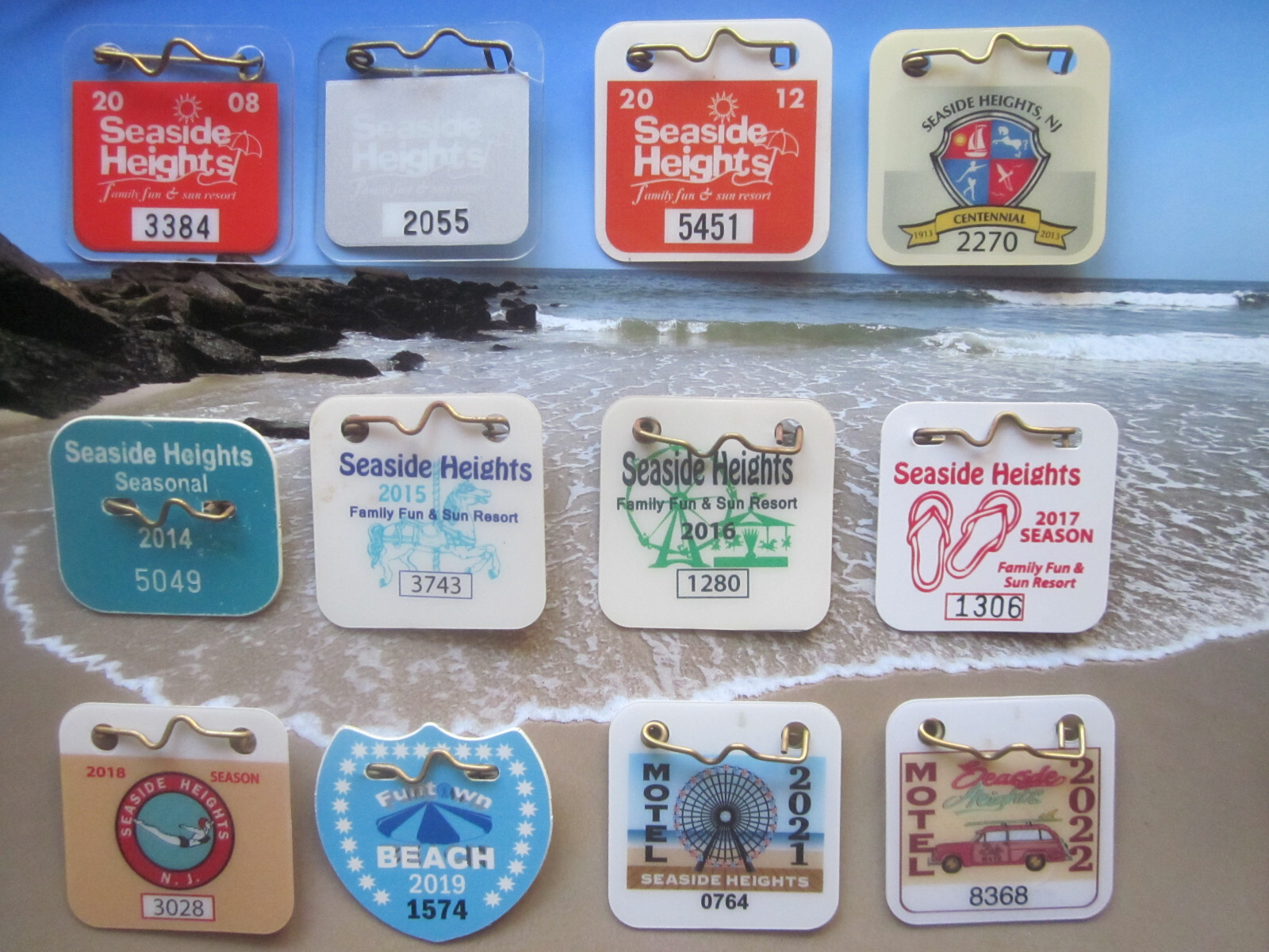 12 YEARS SEASIDE HEIGHTS NEW JERSEY SEASONAL BEACH BADGES/TAGS | eBay