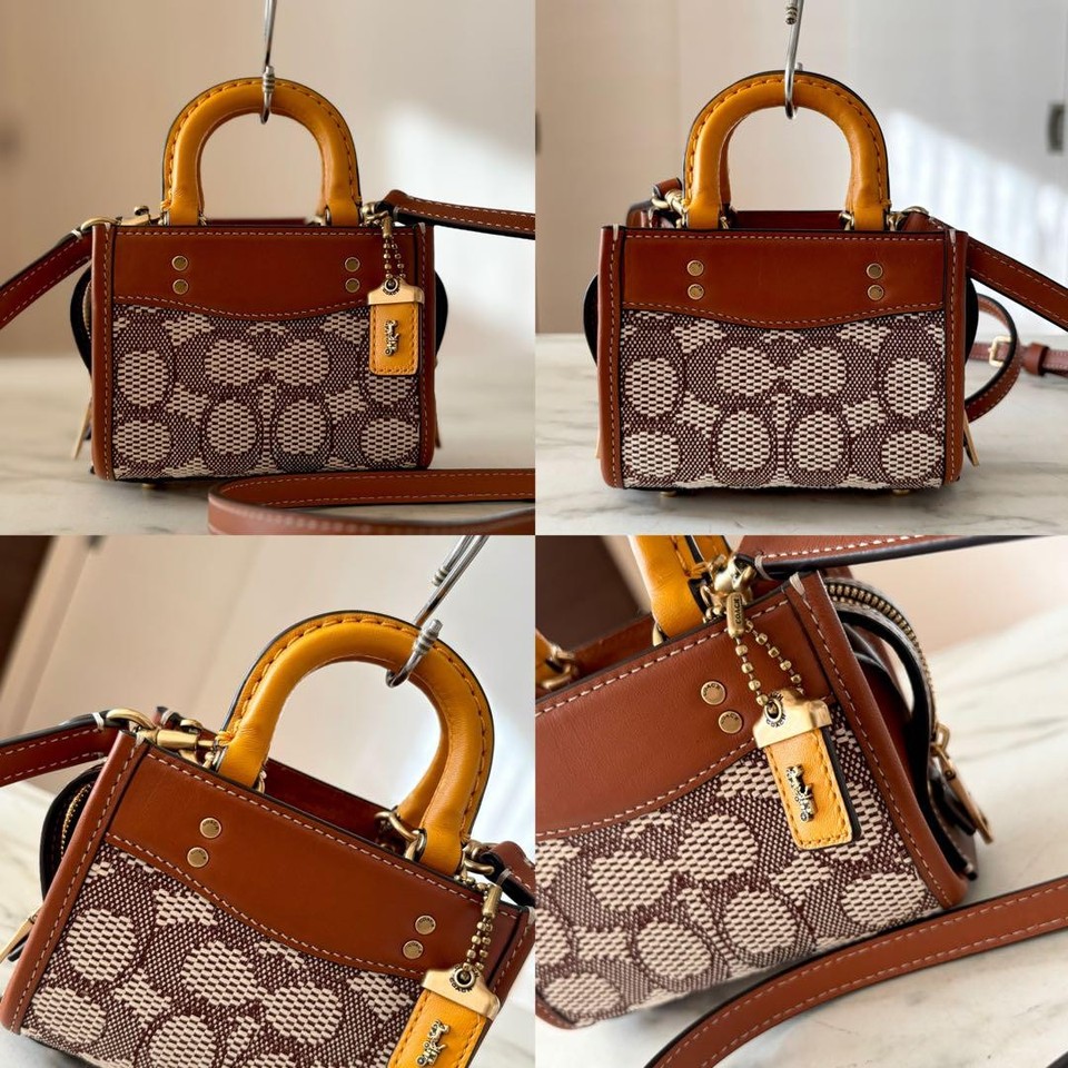 Coach Rogue 12 Signature Textile Jacquard Leather Shoulder Bag Brown ...
