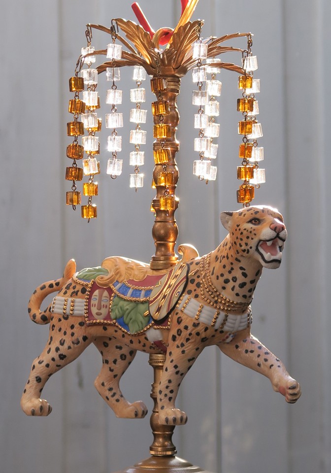 Porcelain Carousel Cheetah Lamp Swag Chandelier Vintage African beaded ...