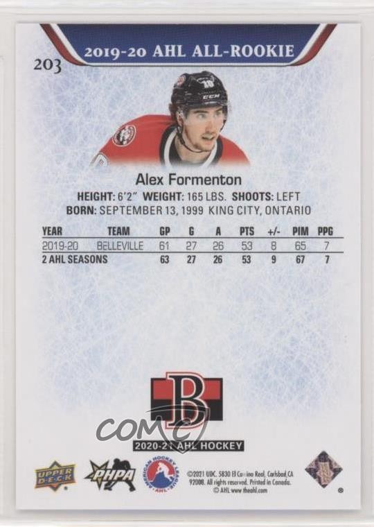 2020-21 Upper Deck AHL All-Rookie Team Alex Formenton #203 | eBay