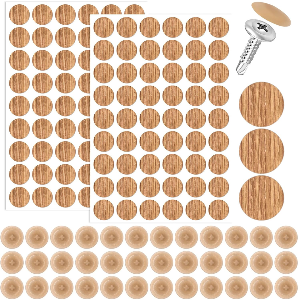 60Pcs Self-Adhesive Screw Cover Stickers & 50Pcs Plastic Caps, Non ...