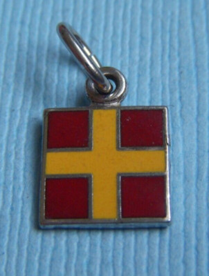Vintage enamel signal flag letter R sterling charm | eBay