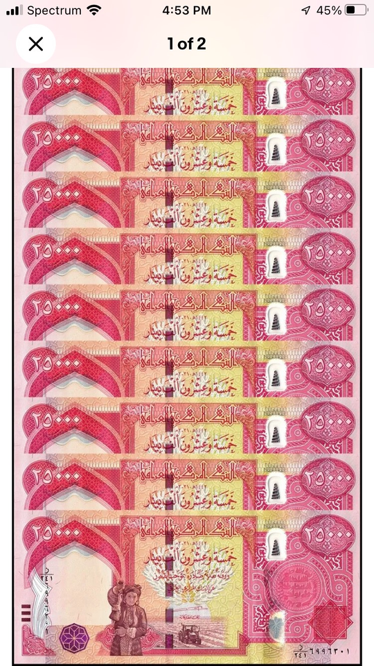 IRAQI DINAR 6/10 Million 600000 24x 25000 Uncirculated AUTHENTIC Iraq ...