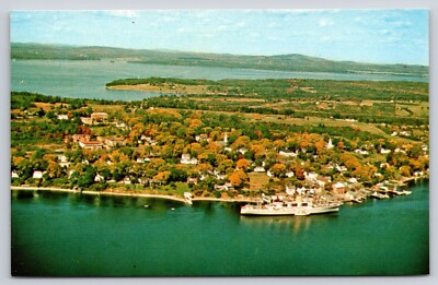 Aerial Shoreline Castine ME Postcard Maritime Academy SS State of Maine ...