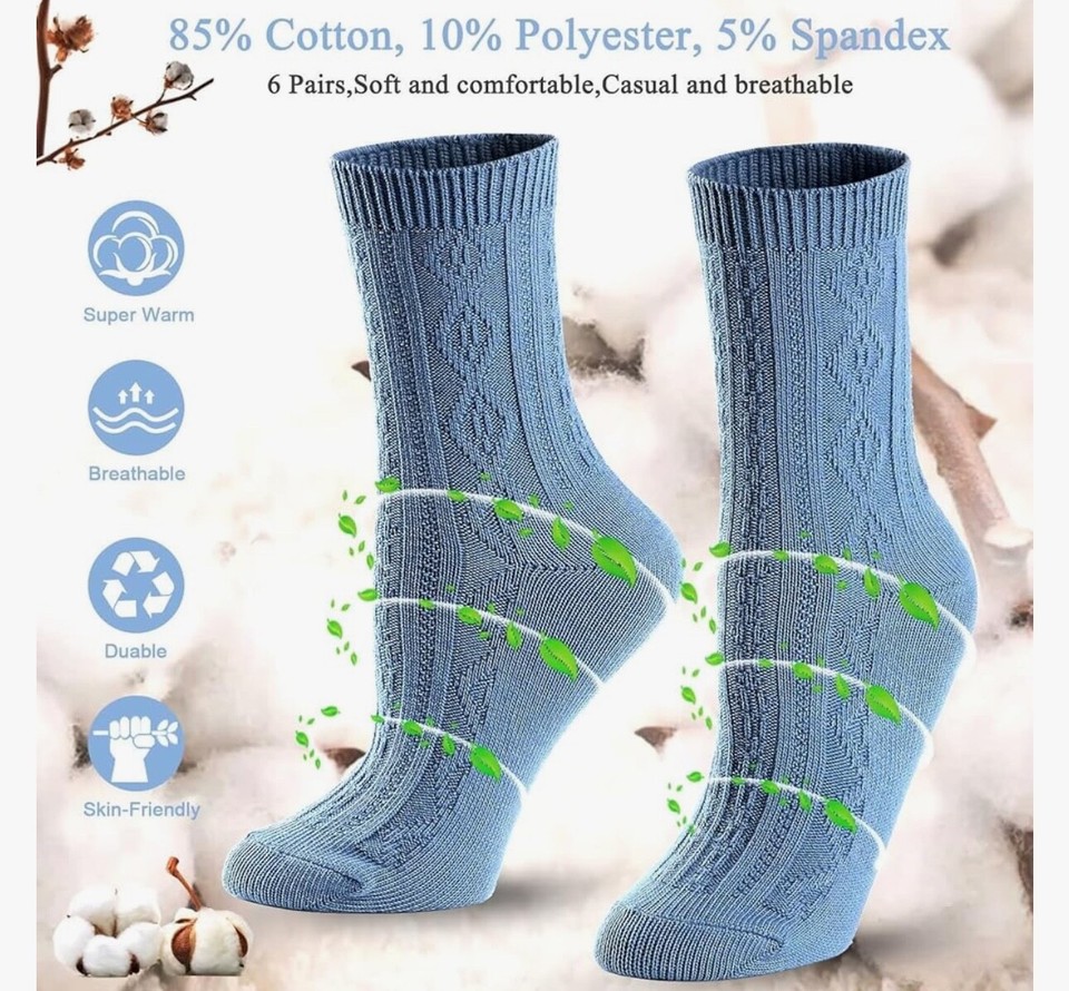 MCool Mary Crew Socks Assorted Colors 6 Pack Womens Size 6-11 | eBay