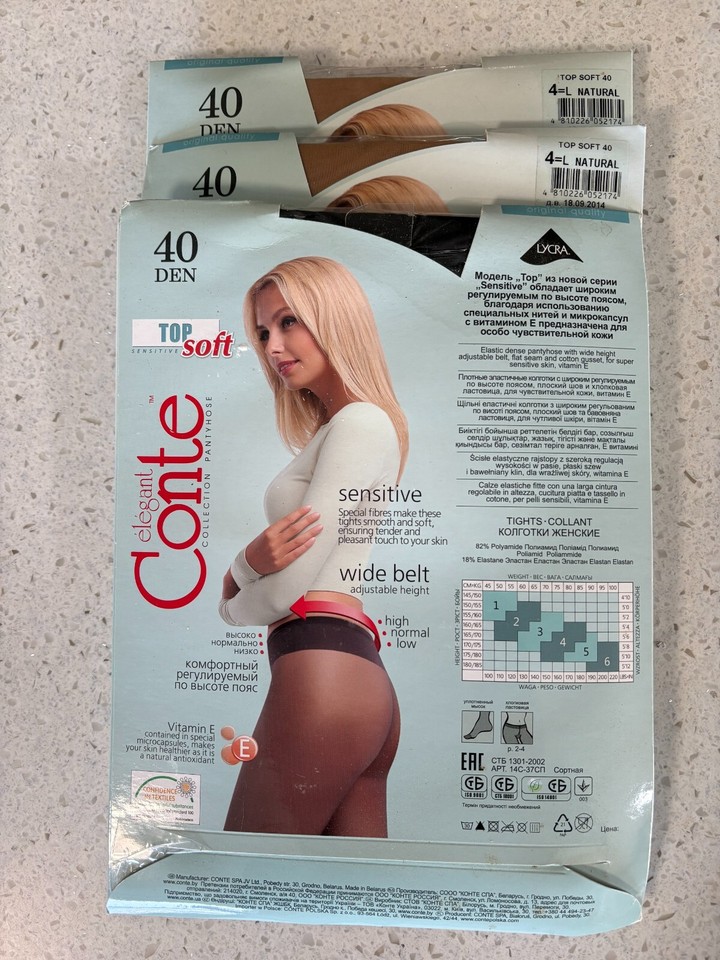 Conte Top Soft 40 den - Wide belt Microfibre Women Pantyhose 3 pair lot | eBay