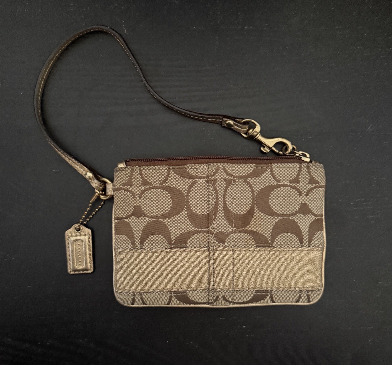 Coach Signature C Canvas & Leather Corner Zip Wrislet… - Gem