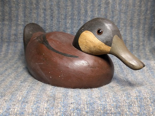 Vintage Duck Decoy Ruddy Hand Carved Signed Ron Fisher Wooden Folk Art ...