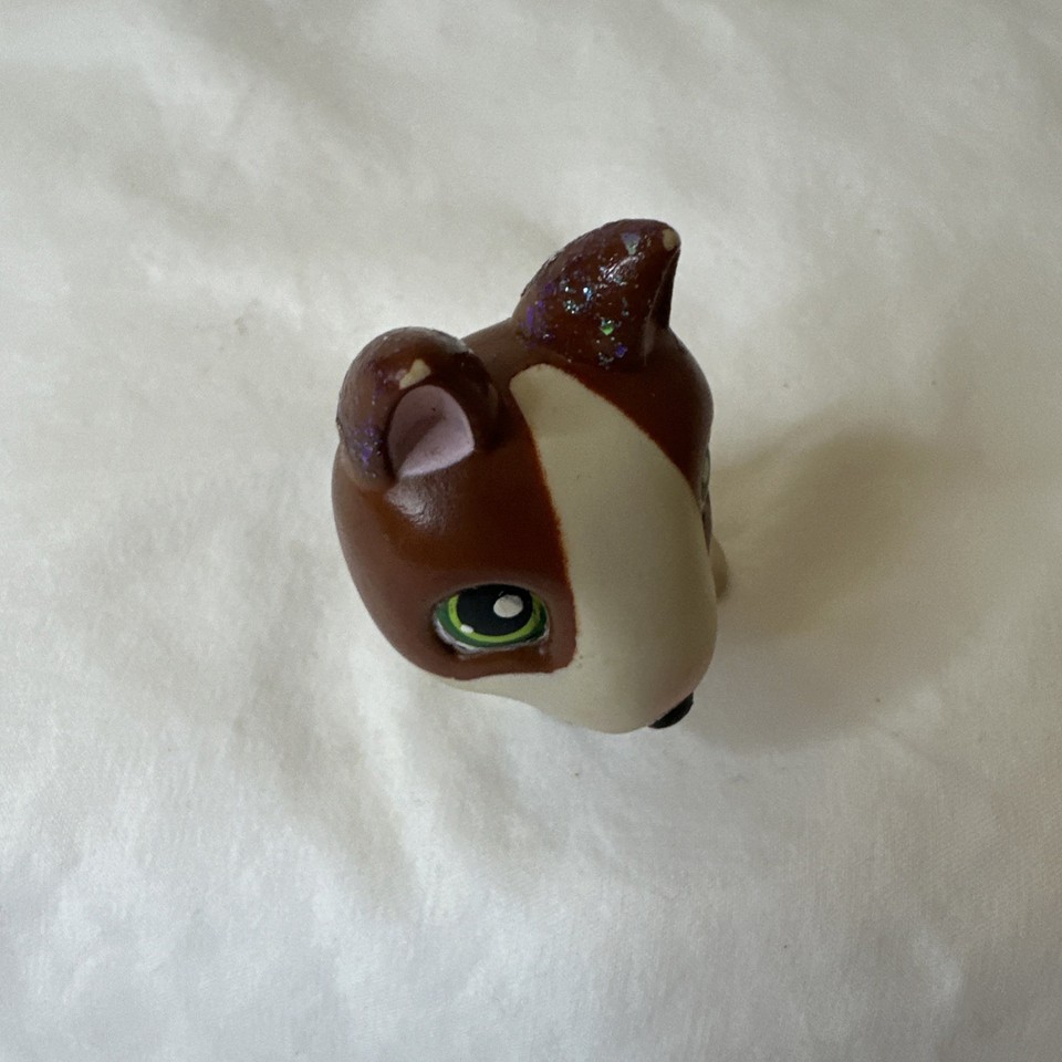 Littlest Pet Shop Bull Terrier LPS #154 Brown White Green Eyes | eBay