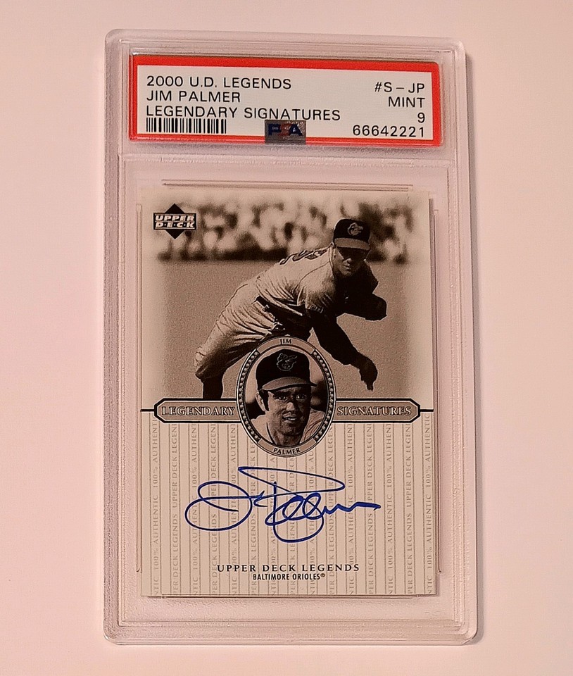 PSA 9 JIM PALMER Auto ON-CARD - 2000 UD Legends Legendary Signatures ...