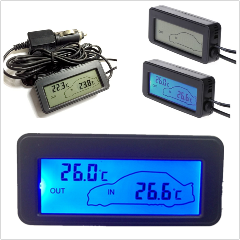 Car Thermometer Inside Outside Temperature Gauge Meter LCD Digital ...