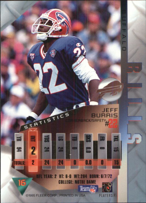 1995 Metal Football Card #16 Jeff Burris | eBay