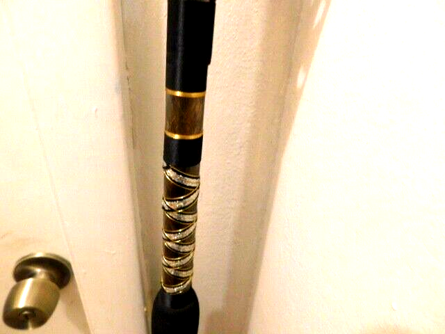 CUSTOM SHARK ROD 7'2" BLACK SILVER GOLD MARBLE AFTCO BIG FOOT 80 ...