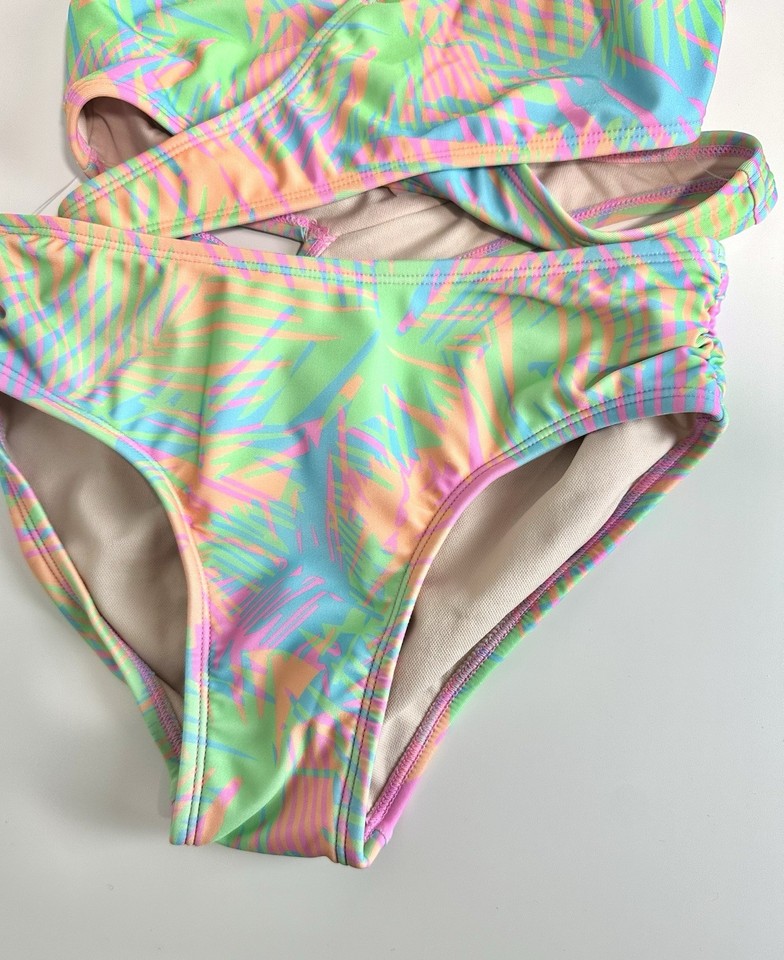 NewGirls Bathing Suit, Art Class- Size Large 10/12 Floral Pastel Two ...