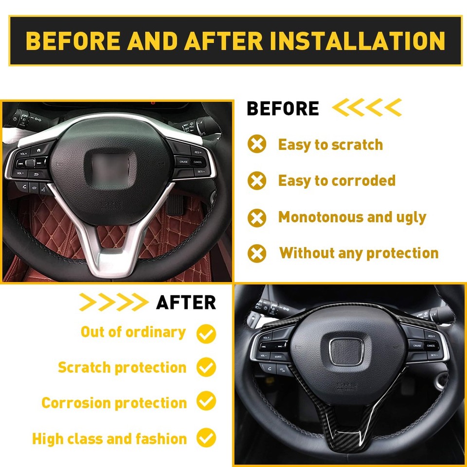 For Accord Honda 2018-22 Steering Carbon Wheel Frame Trim Cover ...