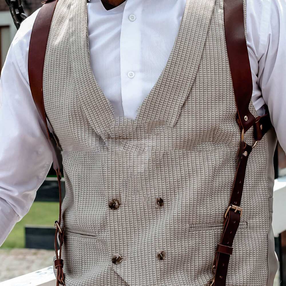 Brown Vintage Leather Suspenders Braces Shoulder Strap Belt Harness for ...