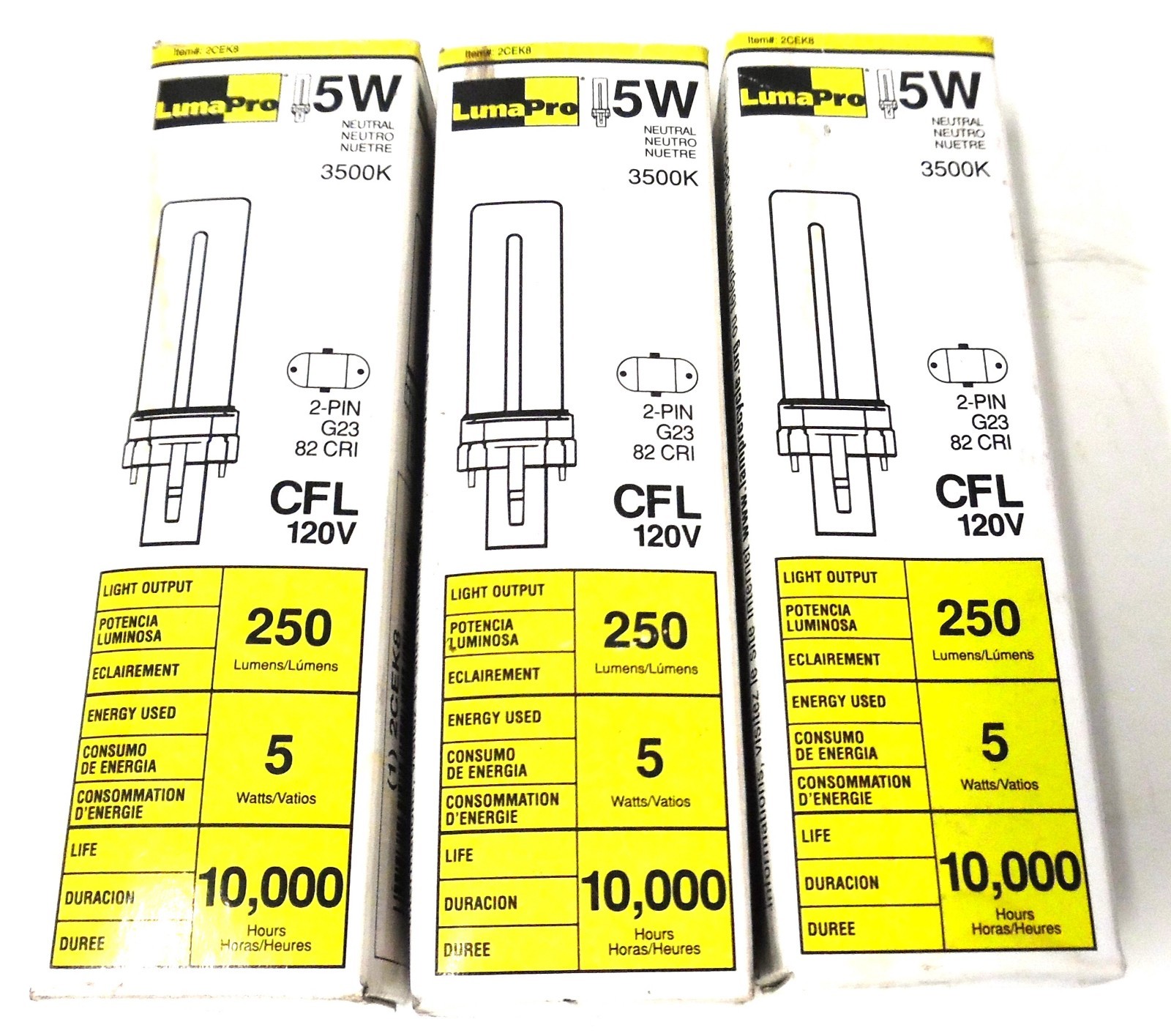 LUMAPRO FLUORESCENT LIGHT BULB 2CEK8, 5 WATT, CLF, 120V, 10,000 HOURS ...