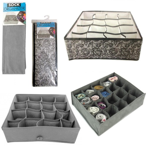 1 Drawer Organizer 16 Section Socks Underwear Closet Home Storage Box ...