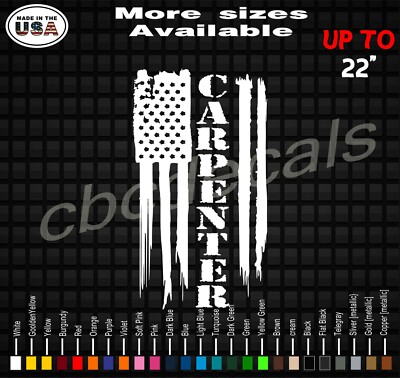 Carpenter American Flag Vinyl Decal Sticker | Carpenter Decals ...