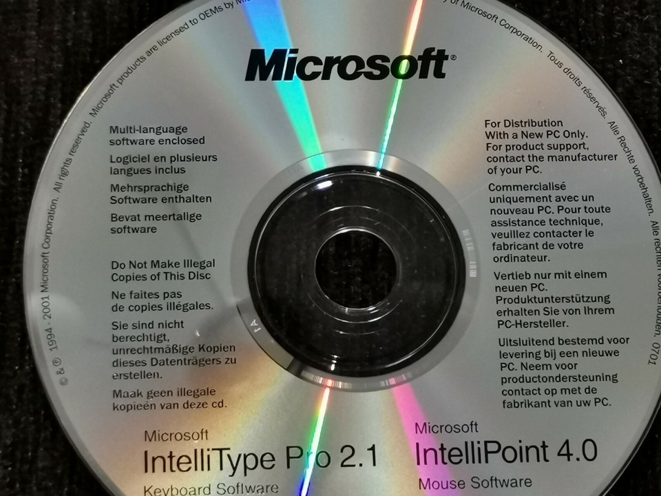 Microsoft IntelliType Pro 2.1 IntelliPoint 4.0.Software driver Original ...