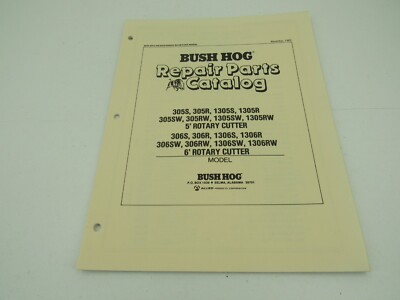 Bush Hog 305 1305 306 1306 Series 5' 6' Rotary Cutter Repair Parts ...