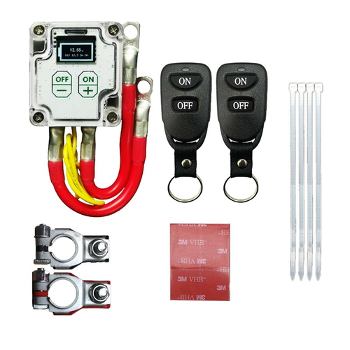 12V Wireless Dual Remote Car Battery Disconnect Isolator Master Cut off ...