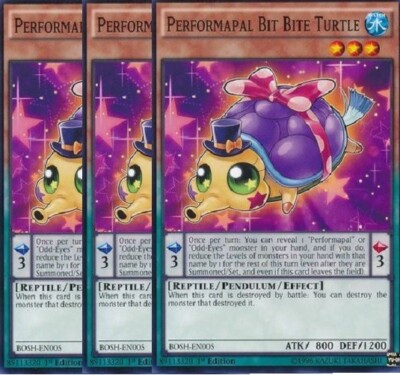 Yugioh - Performapal Bit Bite Turtle x 3 1st Edition NM - Free ...