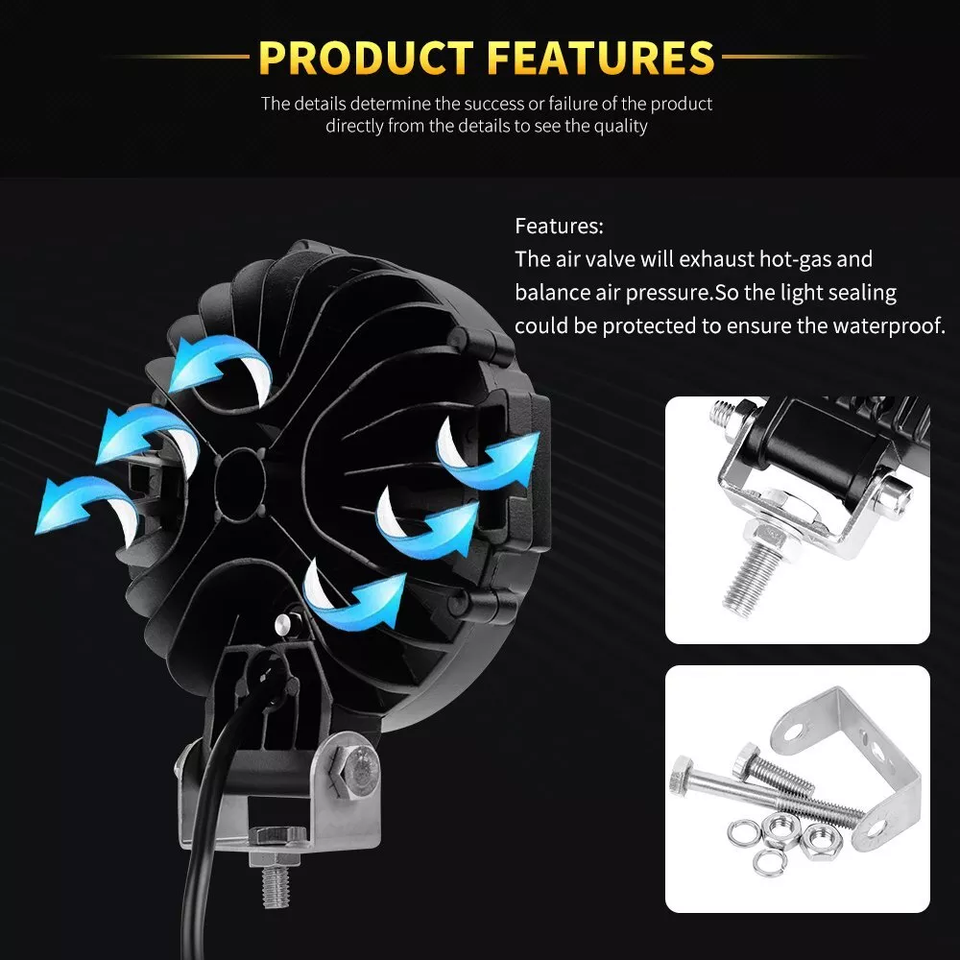 7Inch Round LED Work Light Spot Combo DRL Driving Reserve Lamps Offroad ...