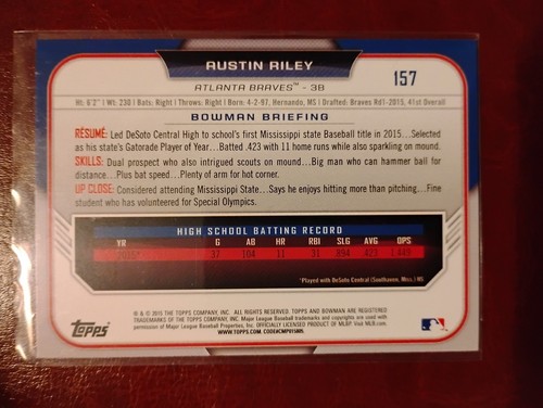 2015 Bowman Draft - #157 Austin Riley (RC) | eBay