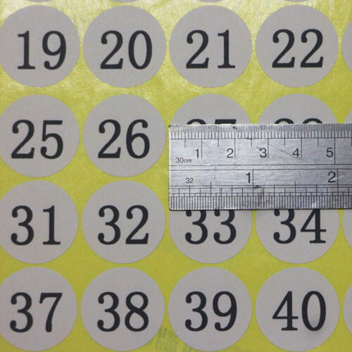 10 Sheets 1- 48 Numbers White Round Self Adhesive Black Numbers ...