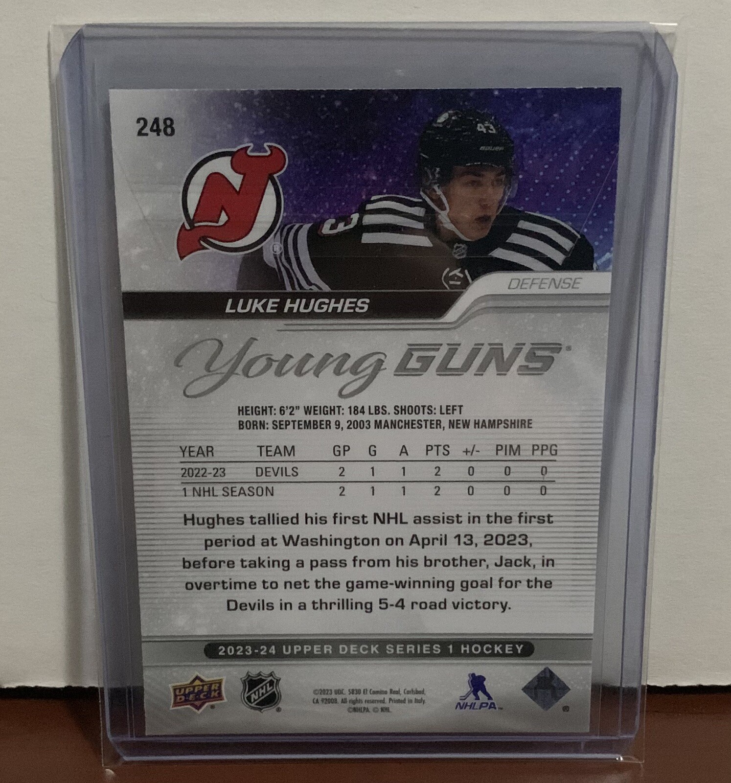 2023-24 Upper Deck Series 1 Luke Hughes Young Guns Rookie #248 | eBay