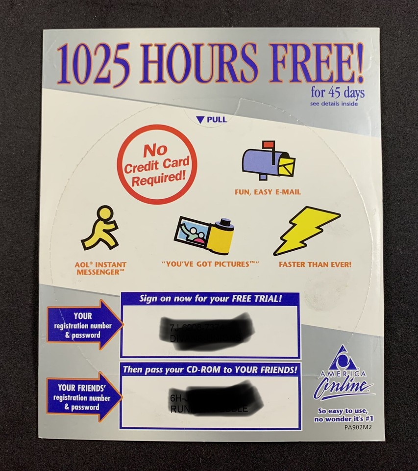 Vintage AOL 1025 Hours for 45 Days Free Trial CD | eBay