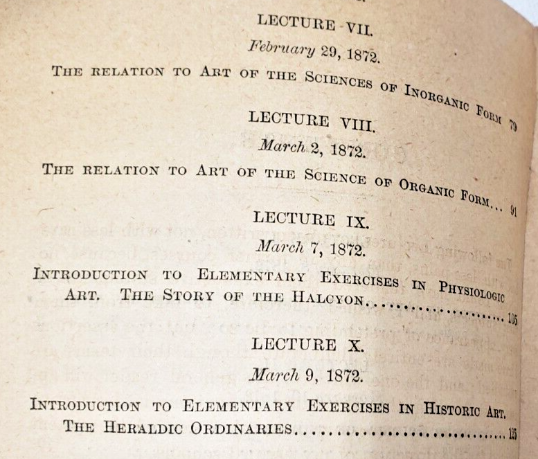 1872 John Ruskin TEN LECTURES ON NATURAL SCIENCE & ART, Function,Form ...