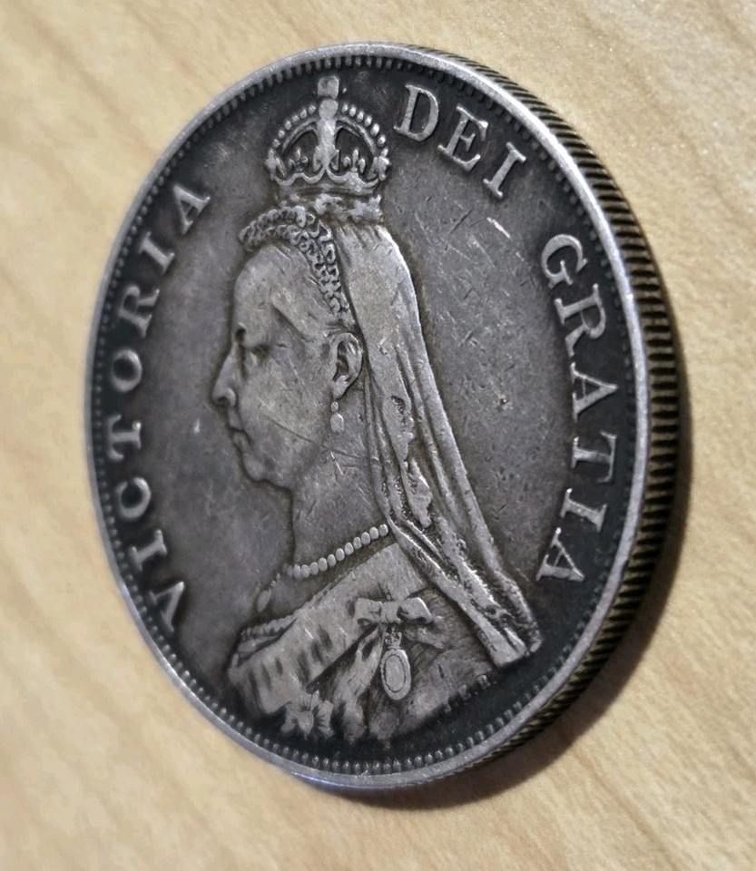 1887 Great Britain Sterling Silver Double Florin Victoria Old Cleaning ...