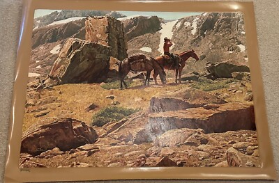 AUTHENTIC ARTAGRAPH OIL "BIG HORN RENDEZVOUS " BY M. KUNSTLER, SIGNED ...
