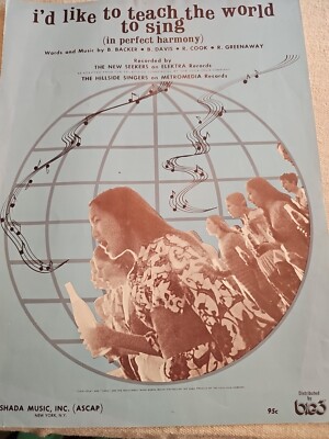 Music Sheet for “I’d like to teach the world to sing” 1971 Coke Theme ...