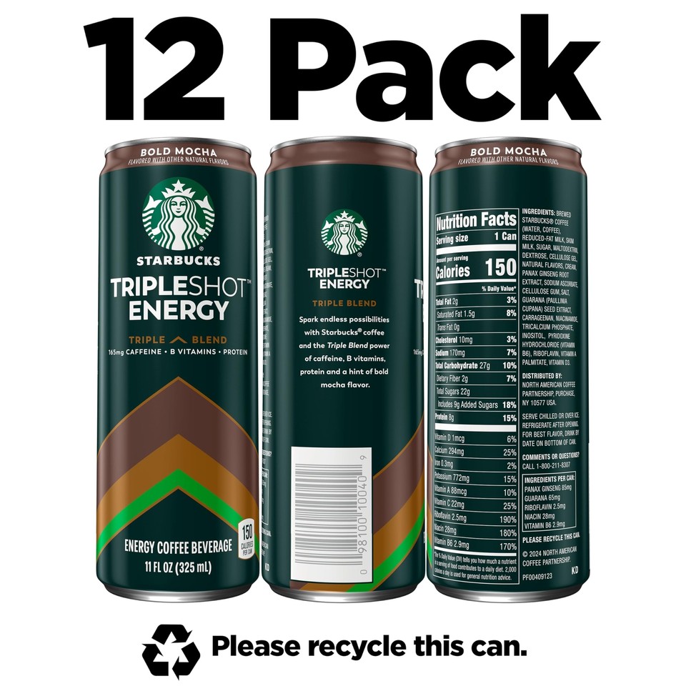 Starbucks Tripleshot Coffee Energy Drink Bold Mocha 11 fl oz Cans 12 Pack Tri... | eBay