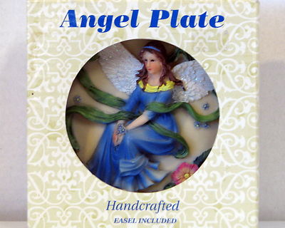 Handcrafted Blue Detailed Angel Plate with Easel | eBay