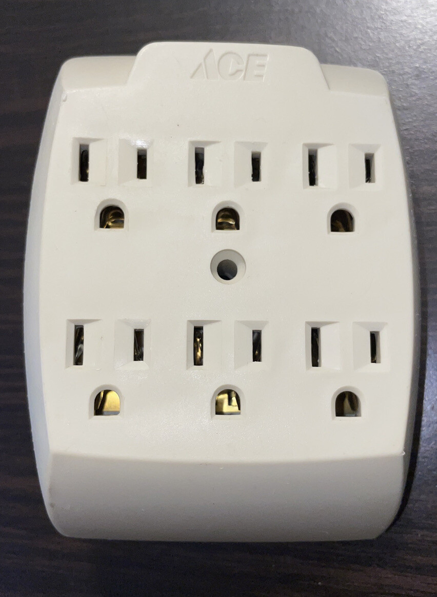 Ace 6-Outlet Extender Wall Tap Grounded Adapter 3-Prong USED GOOD ...