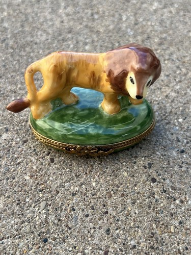 Limoges France Standing Lion Clasp Peint Mein Trinket Box Ceramic | eBay