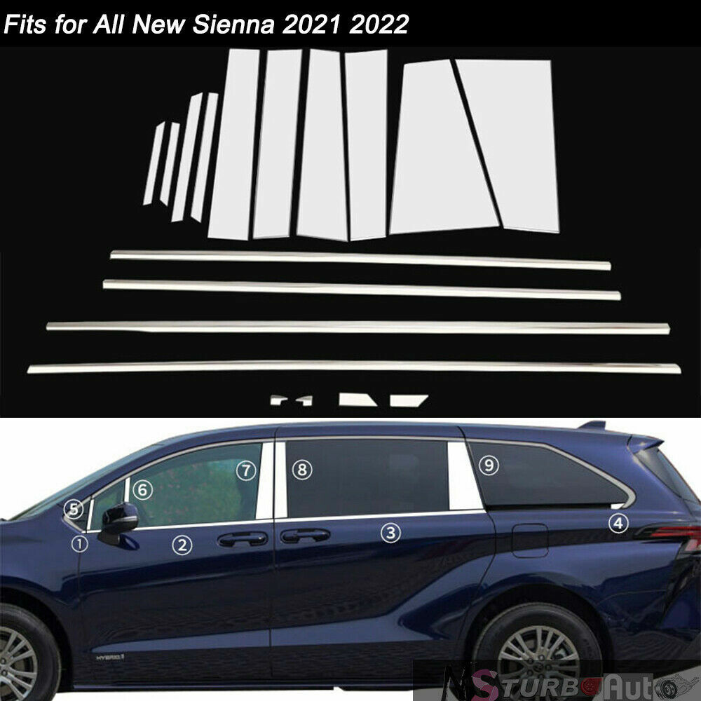 18pcs Fits for Sienna 2021-2023 Window Frame Trim Moulding Sill Cover ...