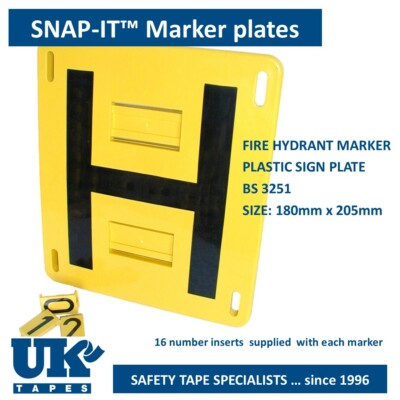 Hydrant marker plate - yellow H sign for fire hydrants - premium SNAP ...