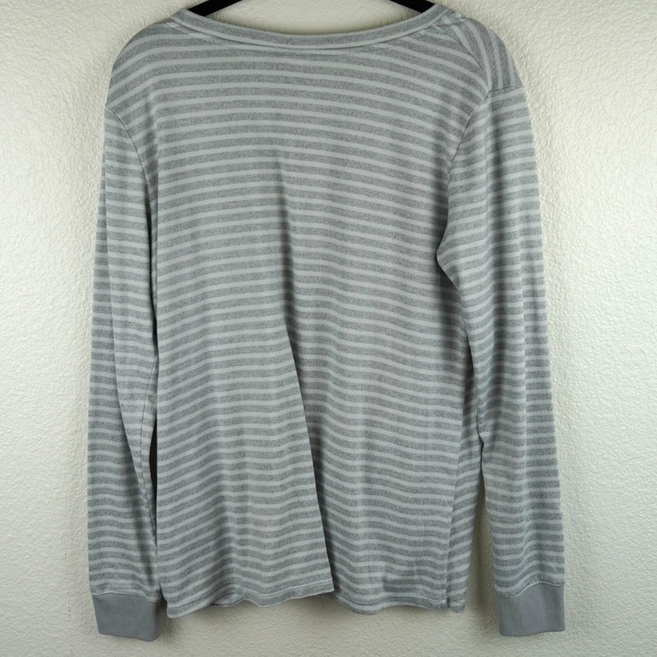 Stars Above Gray Striped Lounge Pajama Set M Cozy Soft Long Sleeve ...