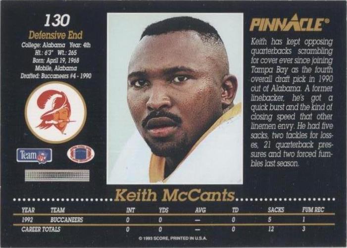 Las mejores ofertas en 1993 Pinnacle Keith McCants #130 | eBay