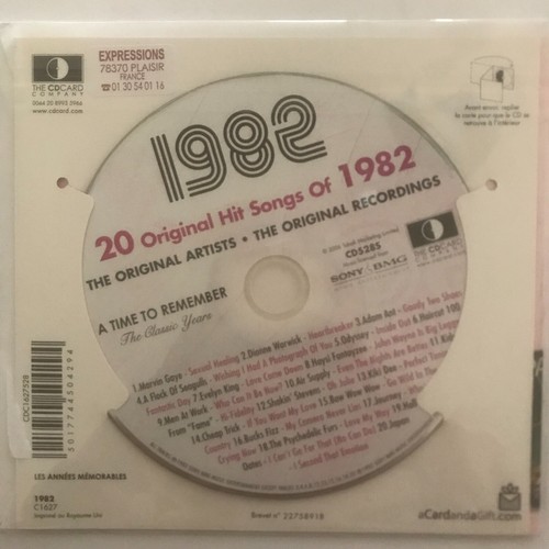 20 original hit songs of 1982 cd carte anniversaire neuf sous blister ...