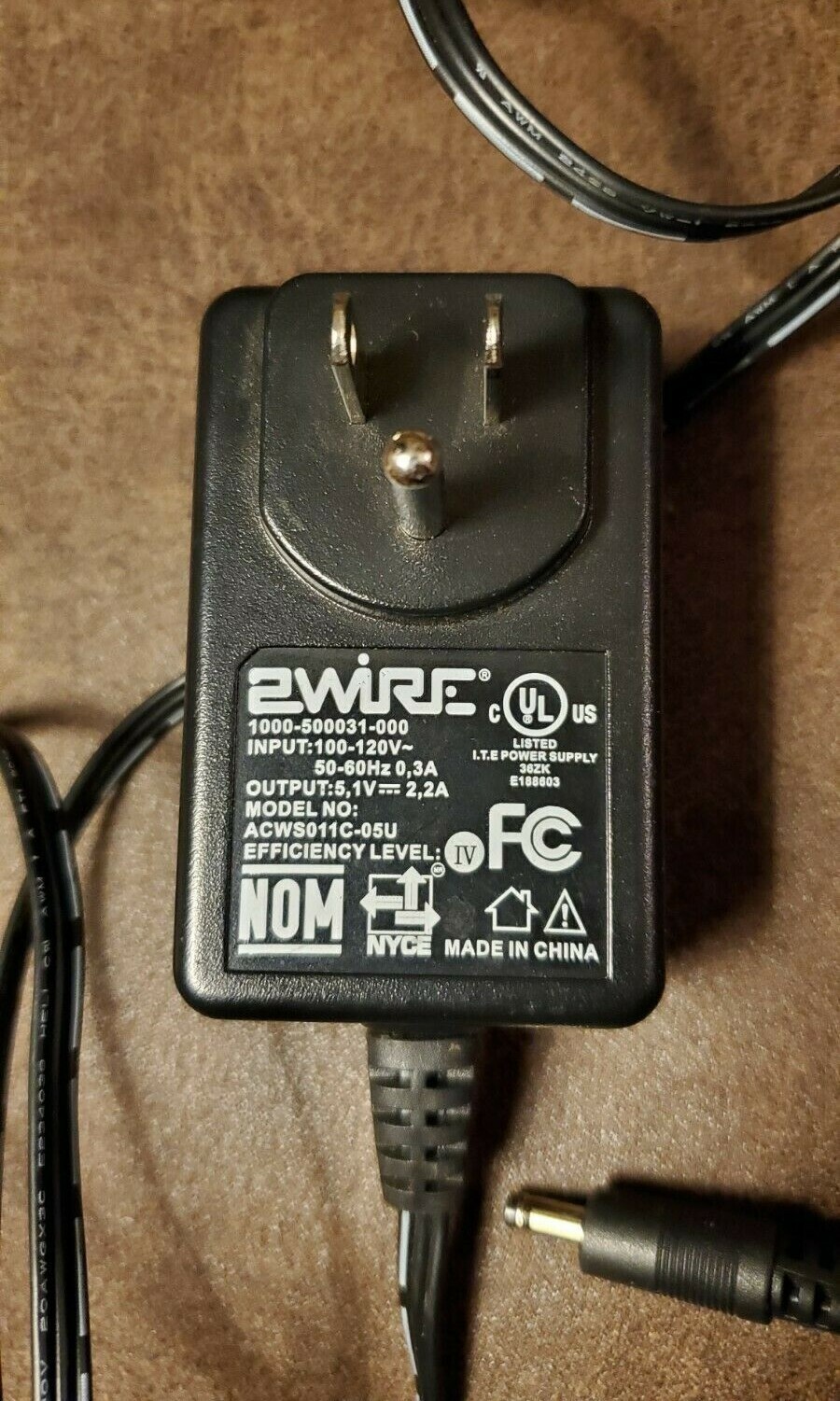 OEM 2wire AC Power Supply Adapter Modem ACWS011C-05U 2701HG-B 2700HG-B ...